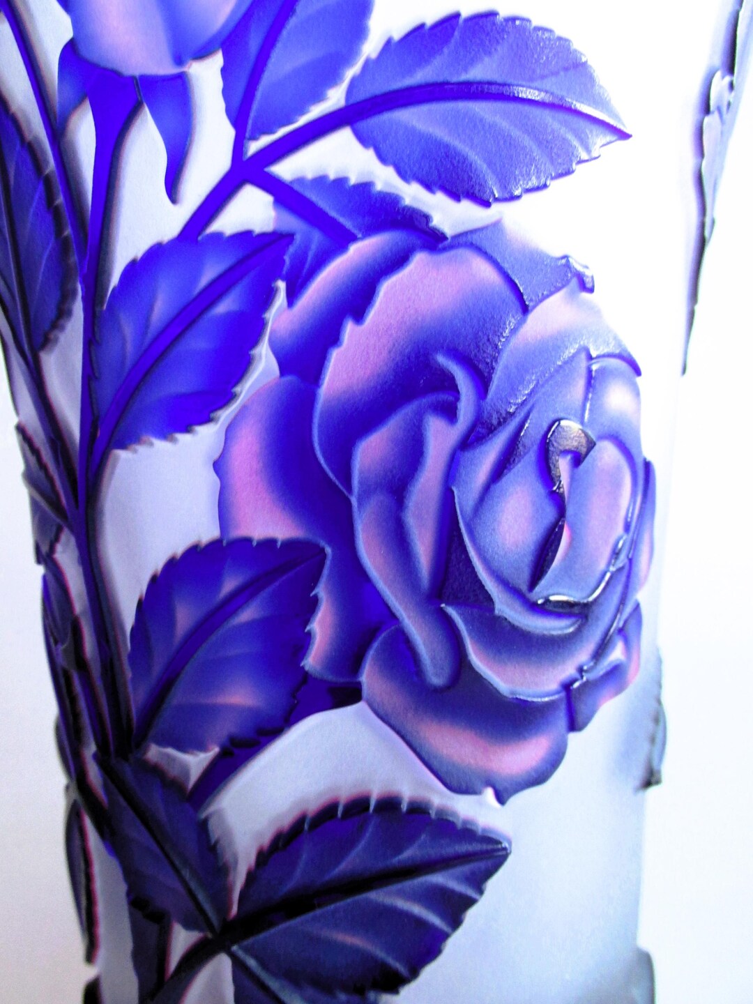 CAESAR Bohemian Acid Etched CAMEO Crystal Glass Vase Excelent Condition ...