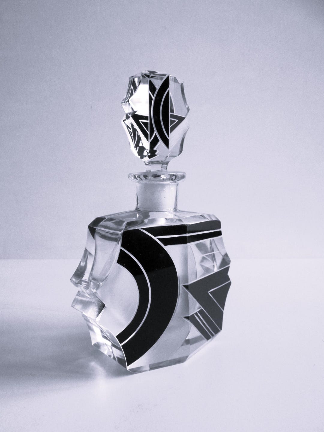 KARL PALDA Art-deco Czech/bohemian Cut Crystal Glass Perfume Bottle ...