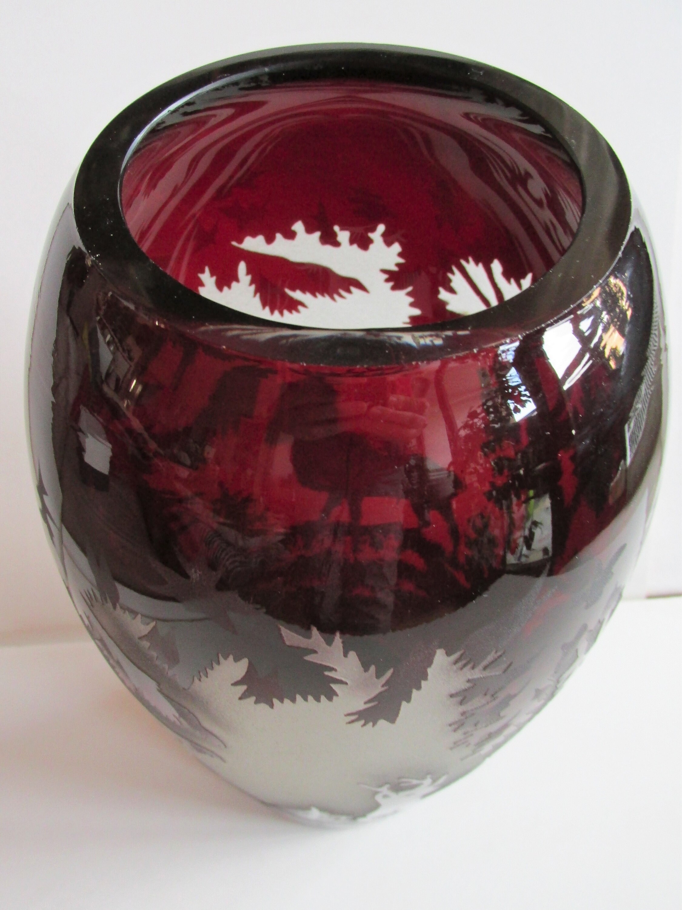 Antique S.reich Czech/bohemian CAMEO Glass Vase Forest Deer - Etsy UK