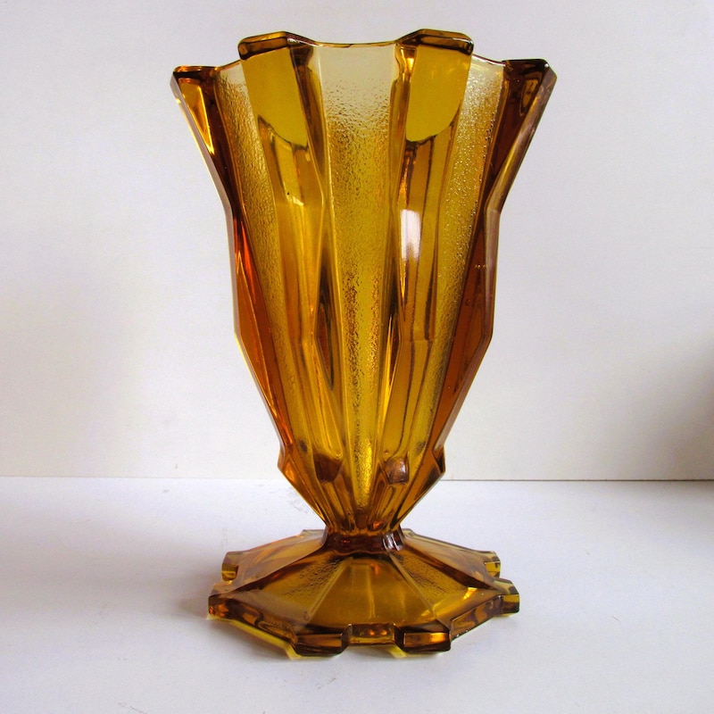 Czech Glass Vase - Etsy