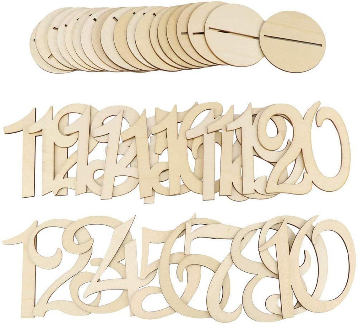 Wooden Table Numbers With Holder Base Rustic Wooden Table - Etsy