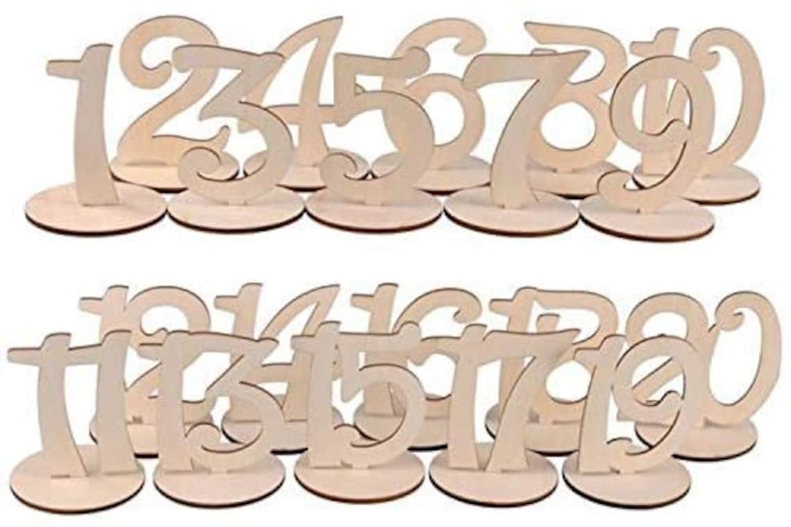 Wooden Table Numbers With Holder Base Rustic Wooden Table - Etsy
