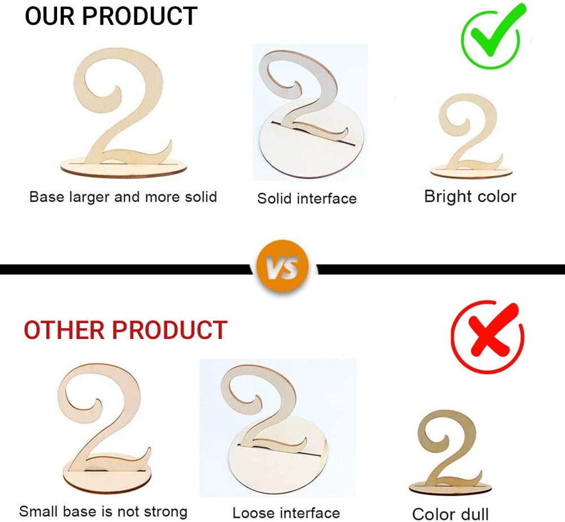 Wooden Table Numbers With Holder Base Rustic Wooden Table - Etsy