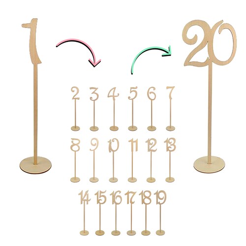 Wooden Table Numbers 1-20 or 1-30 With Holder Base Rustic - Etsy