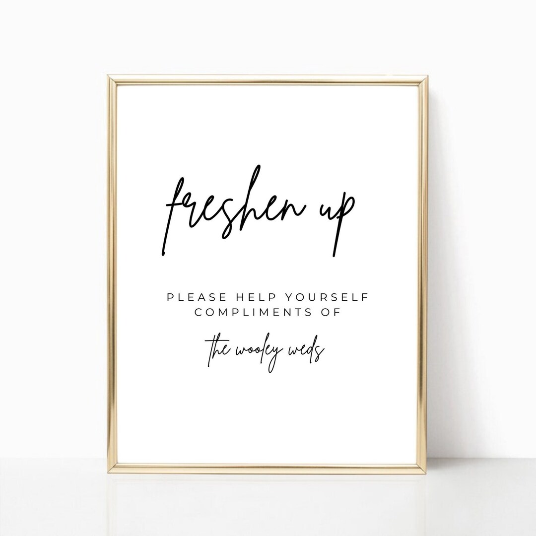 Freshen up Guest Bathroom Sign Template | Editable Wedding Bathroom ...