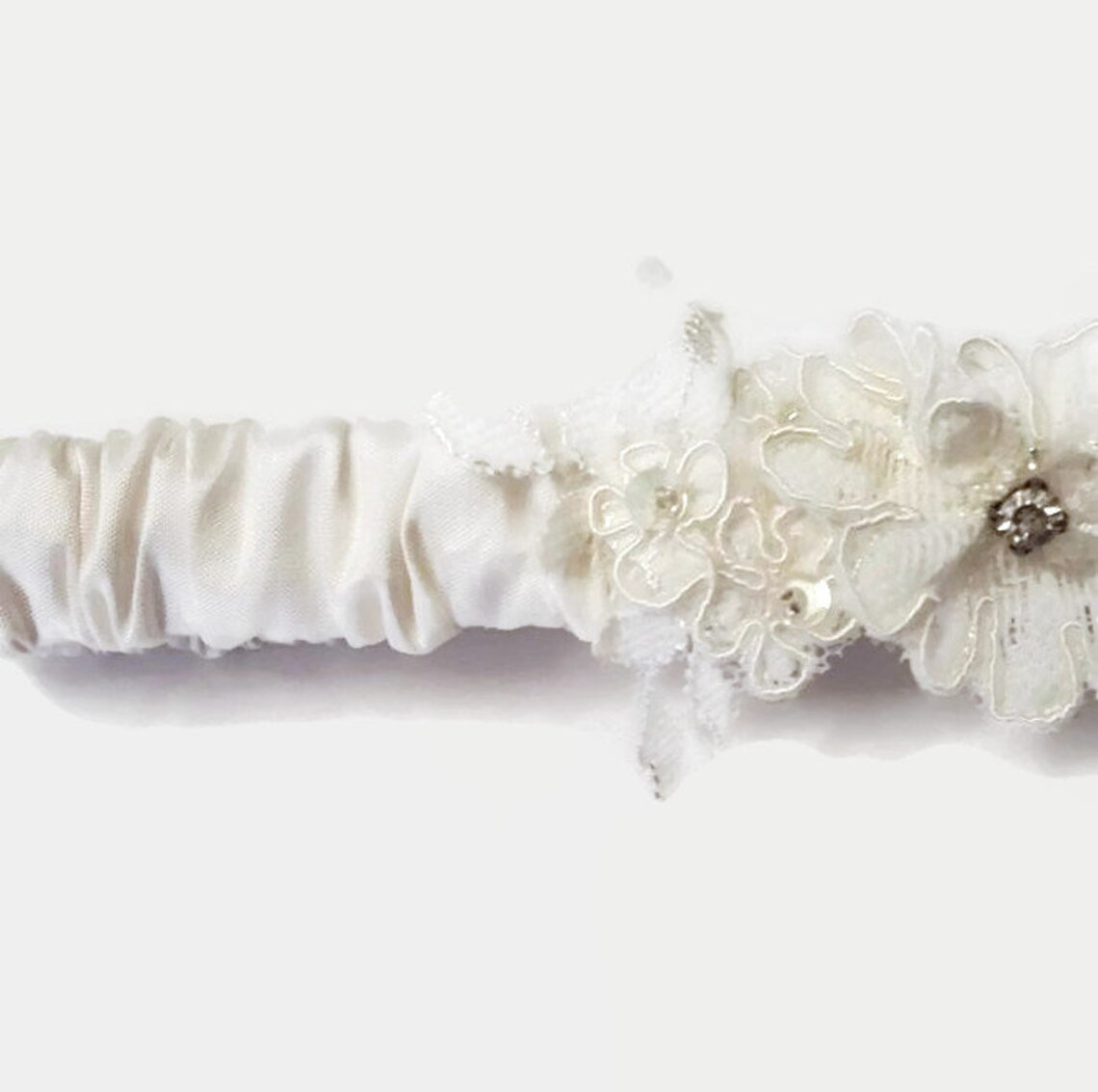Ivory White Wedding Garter Silk Garter for Bridal Ivory Silk | Etsy