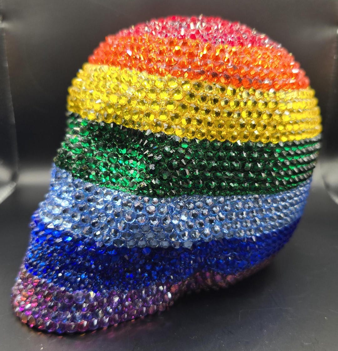 Handmade 3D Printed Rainbow Rhinestone Skull - Etsy