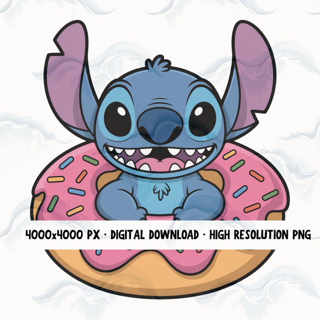 Stitch Donut PNG • Cute Cartoon Clipart • Sprinkle Donut With Stitch ...