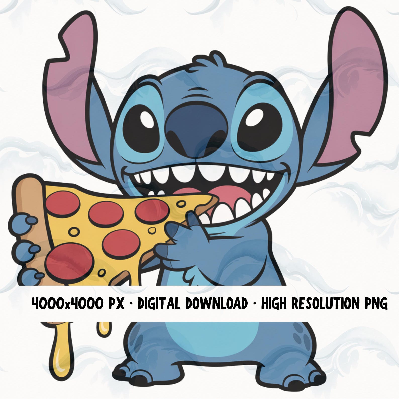 Stitch Pizza PNG • Funny Cartoon Clipart • Stitch Eating Pepperoni ...