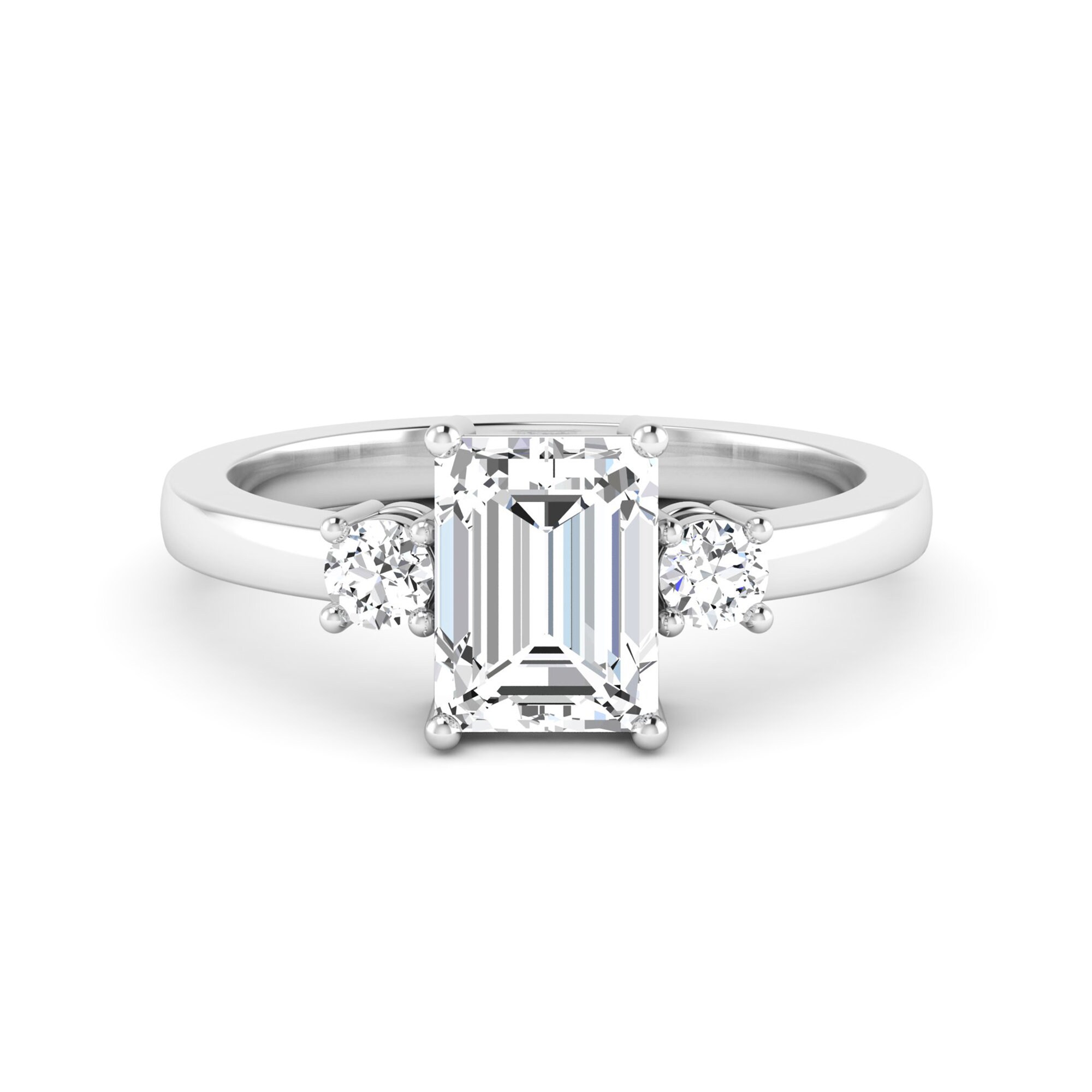 Octagon Shape Diamond Simulated Gemstone Engagement RingThree | Etsy