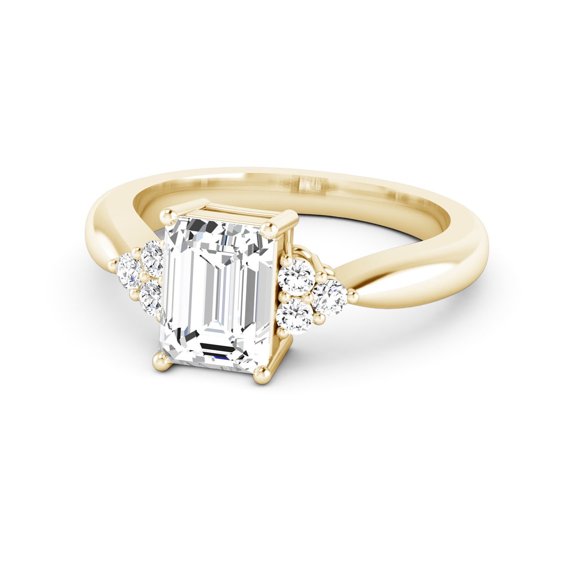 Classic Octagon Shaped White Diamond Simulated Ring14k Solid | Etsy