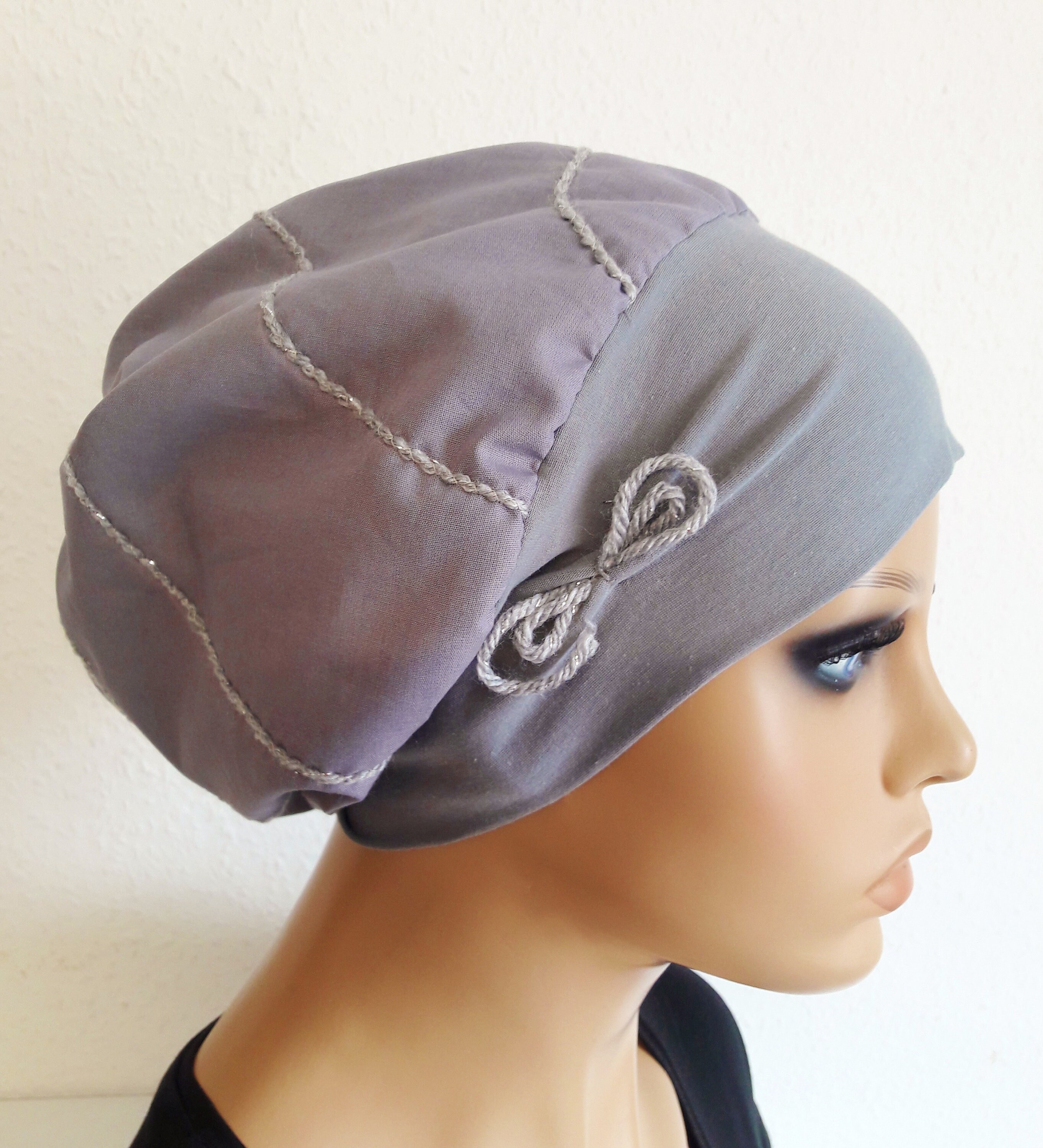 WOMEN'S LUXURY Balloon Cap Berets Grey Uni Glitter Thread 100%BW 2 ...