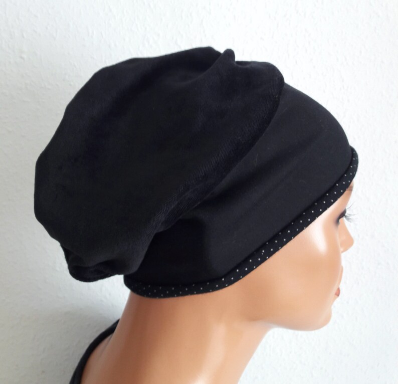 ELEGANT Balloon Hat Beret Turban Double Layered Black Dots Cotton ...