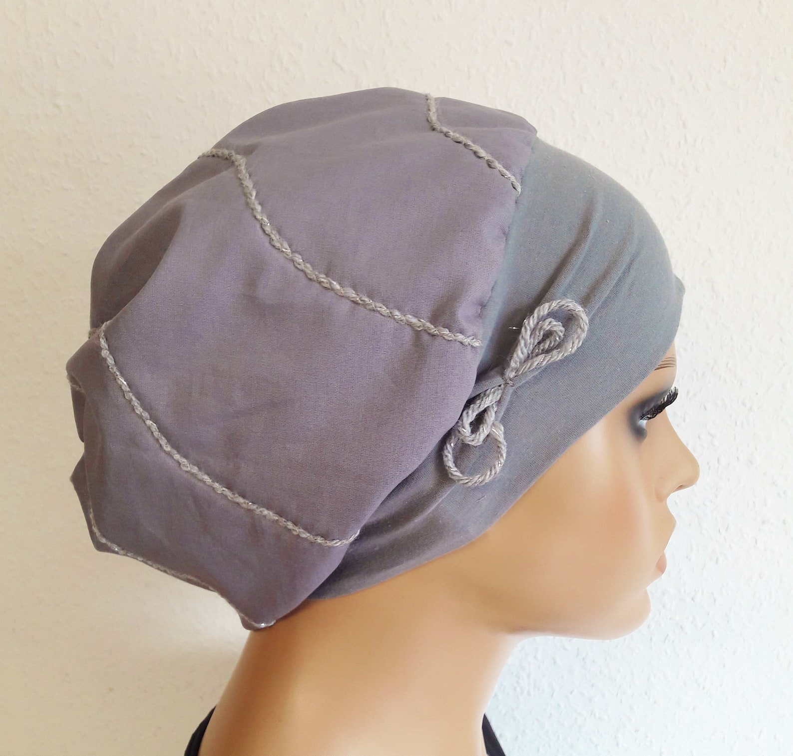 WOMEN'S LUXURY Balloon Cap Berets Grey Uni Glitter Thread 100%BW 2 ...