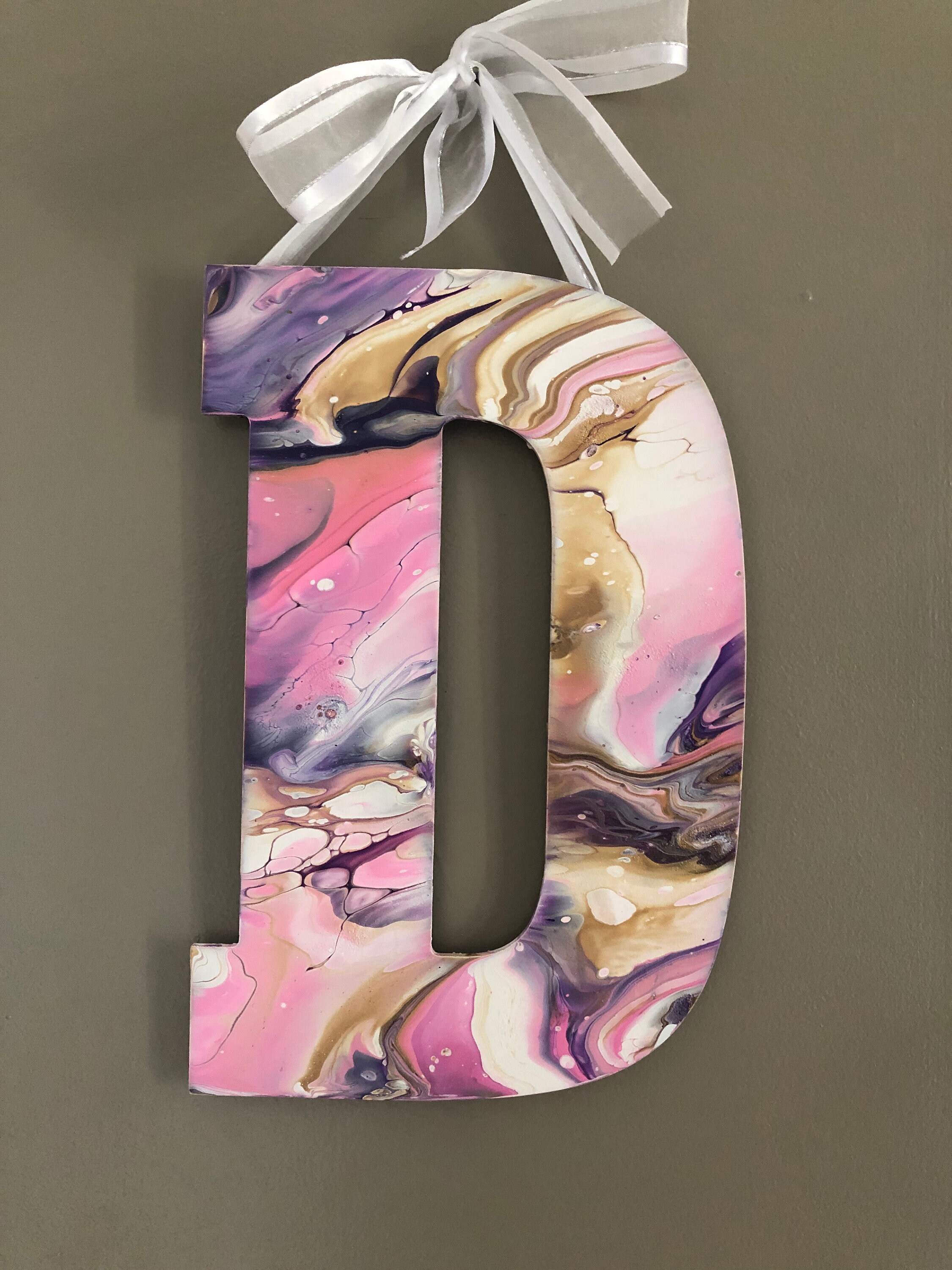 Paint Pour Letters Initial Letter Wall Decor Art Custom - Etsy