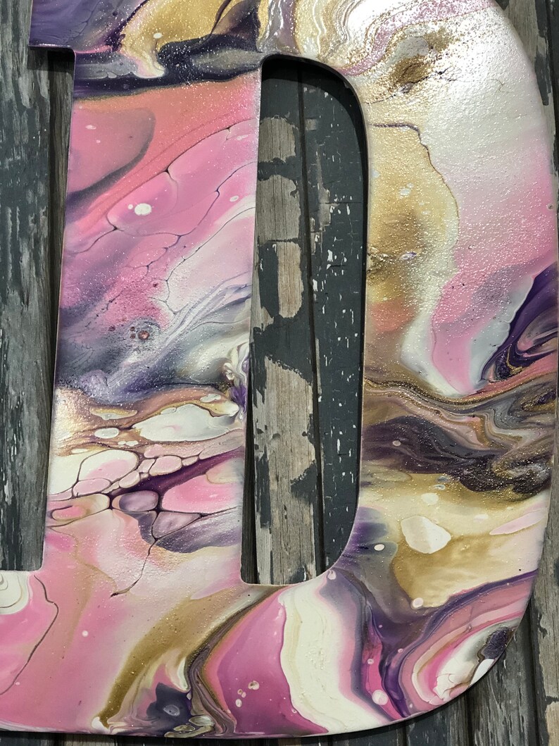 Paint Pour Letters Initial Letter Wall Decor Art Custom - Etsy