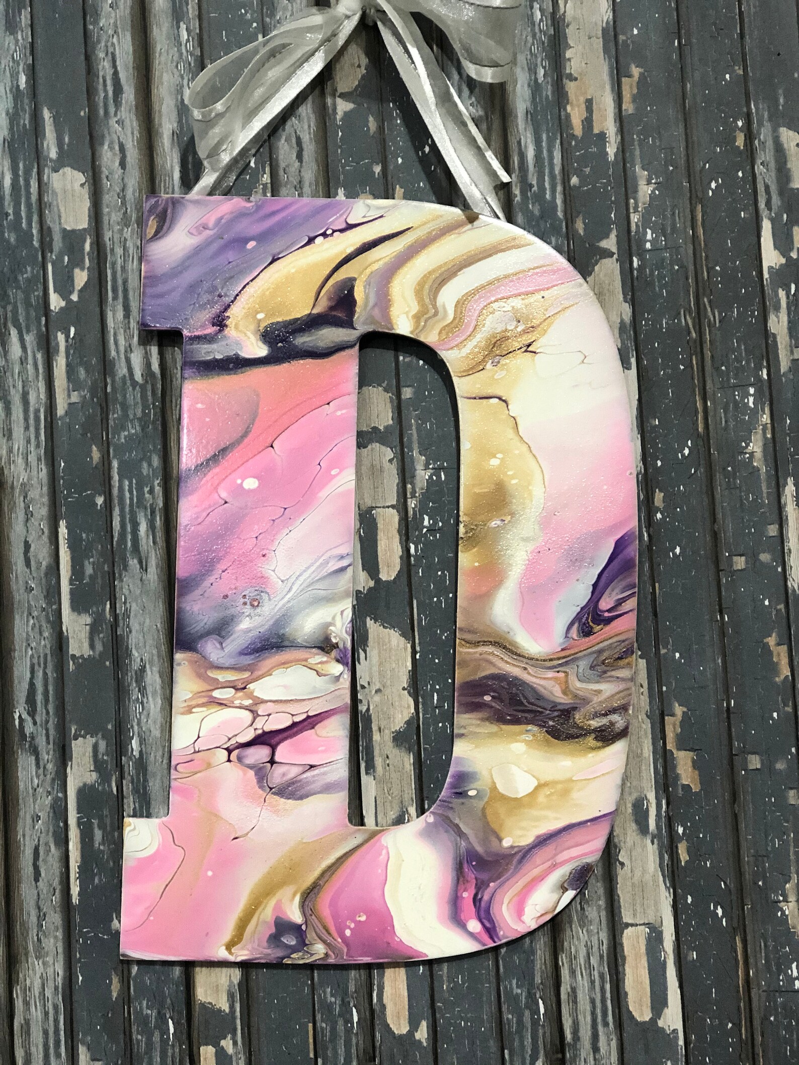 Paint Pour Letters | Initial Letter Wall Decor | Art | Custom 13 Inch ...