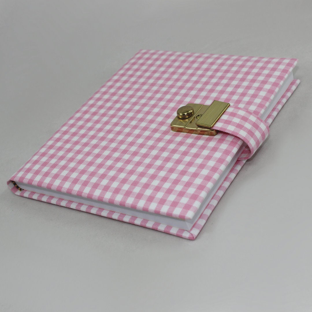 Diary With Lock KARO Pink in Fabric Cover With Pink-white Check Design ...