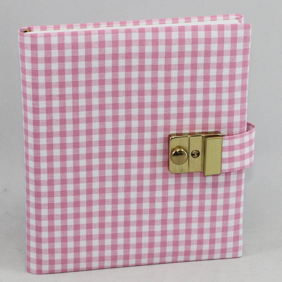 Diary With Lock KARO Pink in Fabric Cover With Pink-white Check Design ...