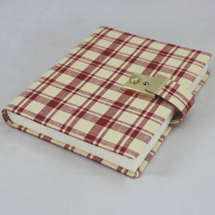 Diary With Anne Frank Castle in Red-beige Checkered Fabric | Etsy