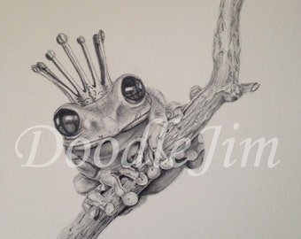 Pencil Drawing Print the Frog Prince Day 171 - Etsy
