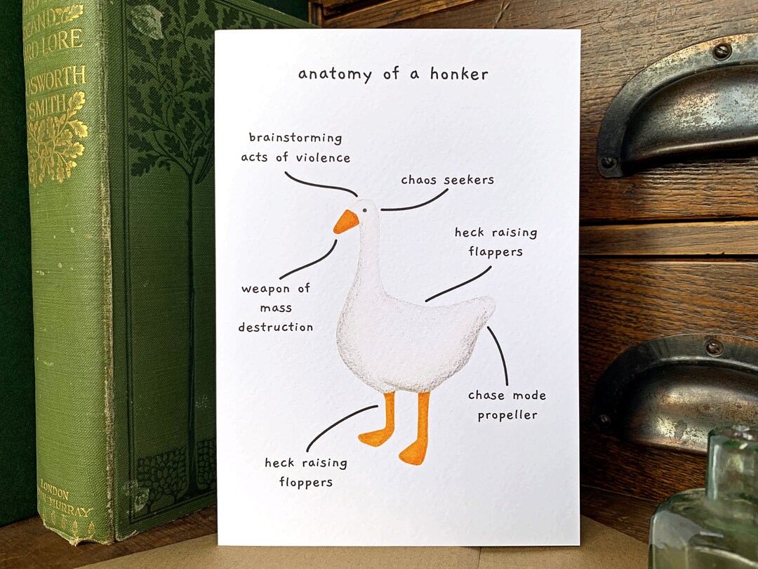 Funny Annotated Goose Greeting Card, Small Untitled Goose Game Funny ...
