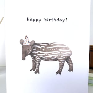 Cute Tapir Birthday Card, Custom Rare Animal Greetings Card ...
