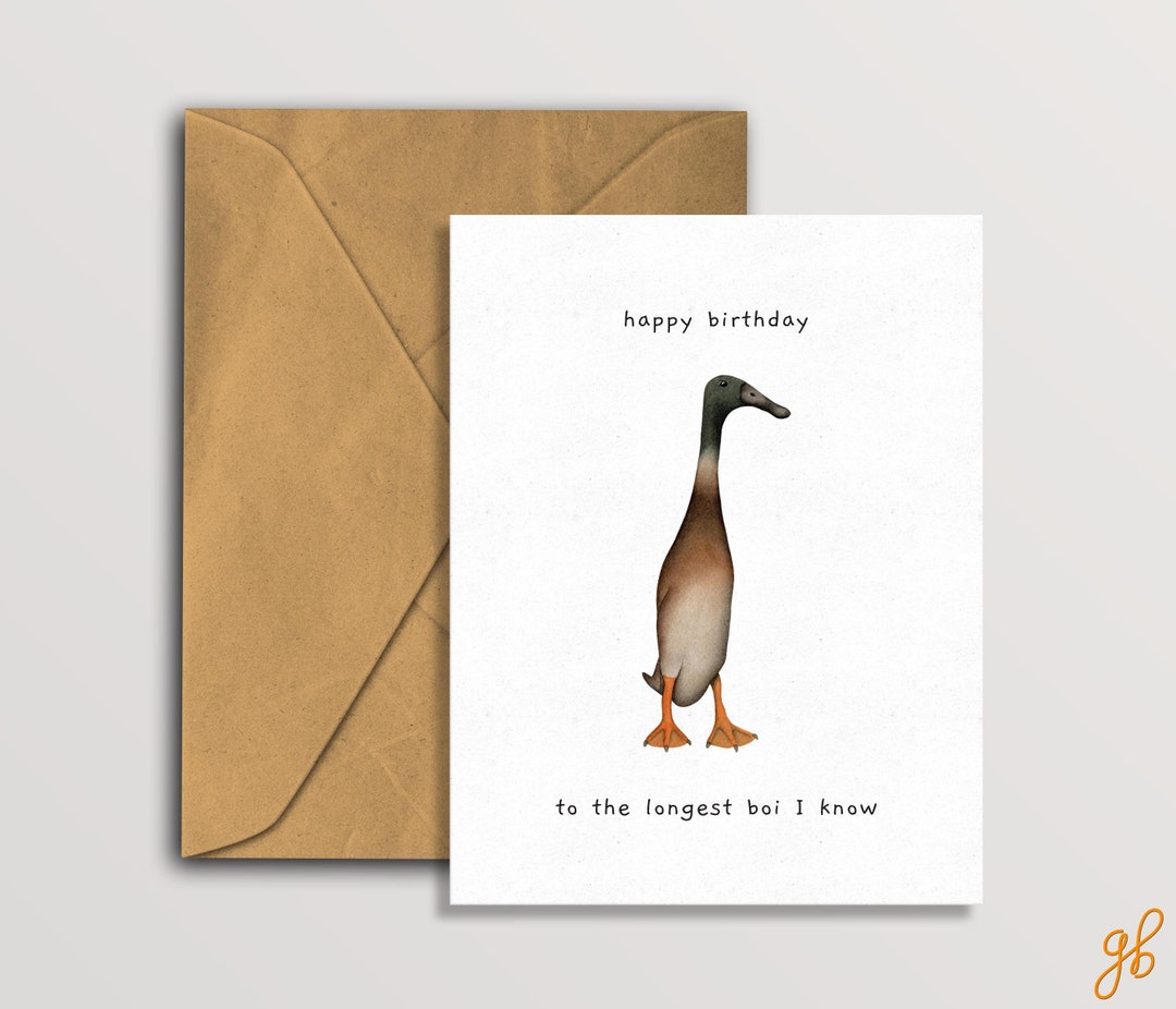 Long Boi Birthday Card: Watercolor Duck Greetings - Etsy