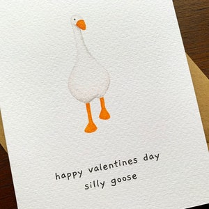 Happy Valentine's Day Silly Goose Card, Small Cute Goose Card for ...