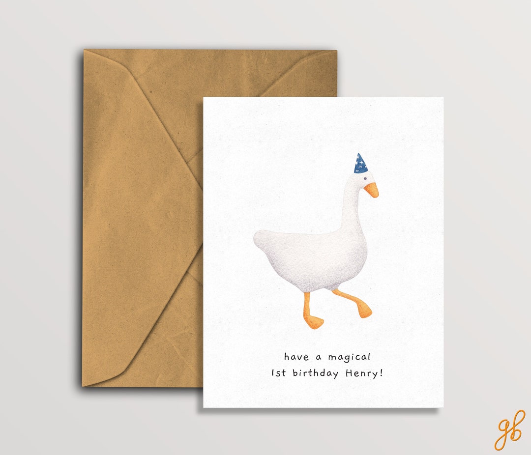 Silly Wizard Goose Happy Birthday Card, Custom Magic Goose Greetings ...
