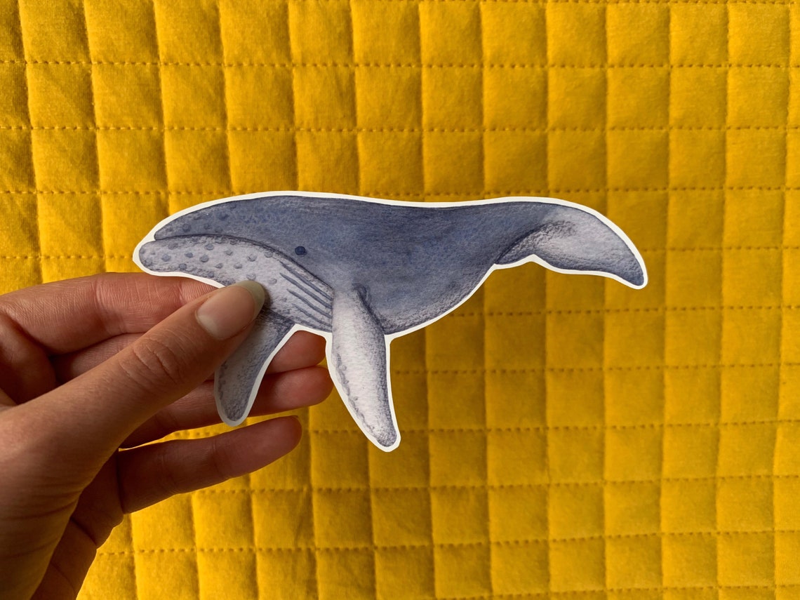 Large Blue Whale Gloss Laptop Sticker Cute Animal Planner - Etsy