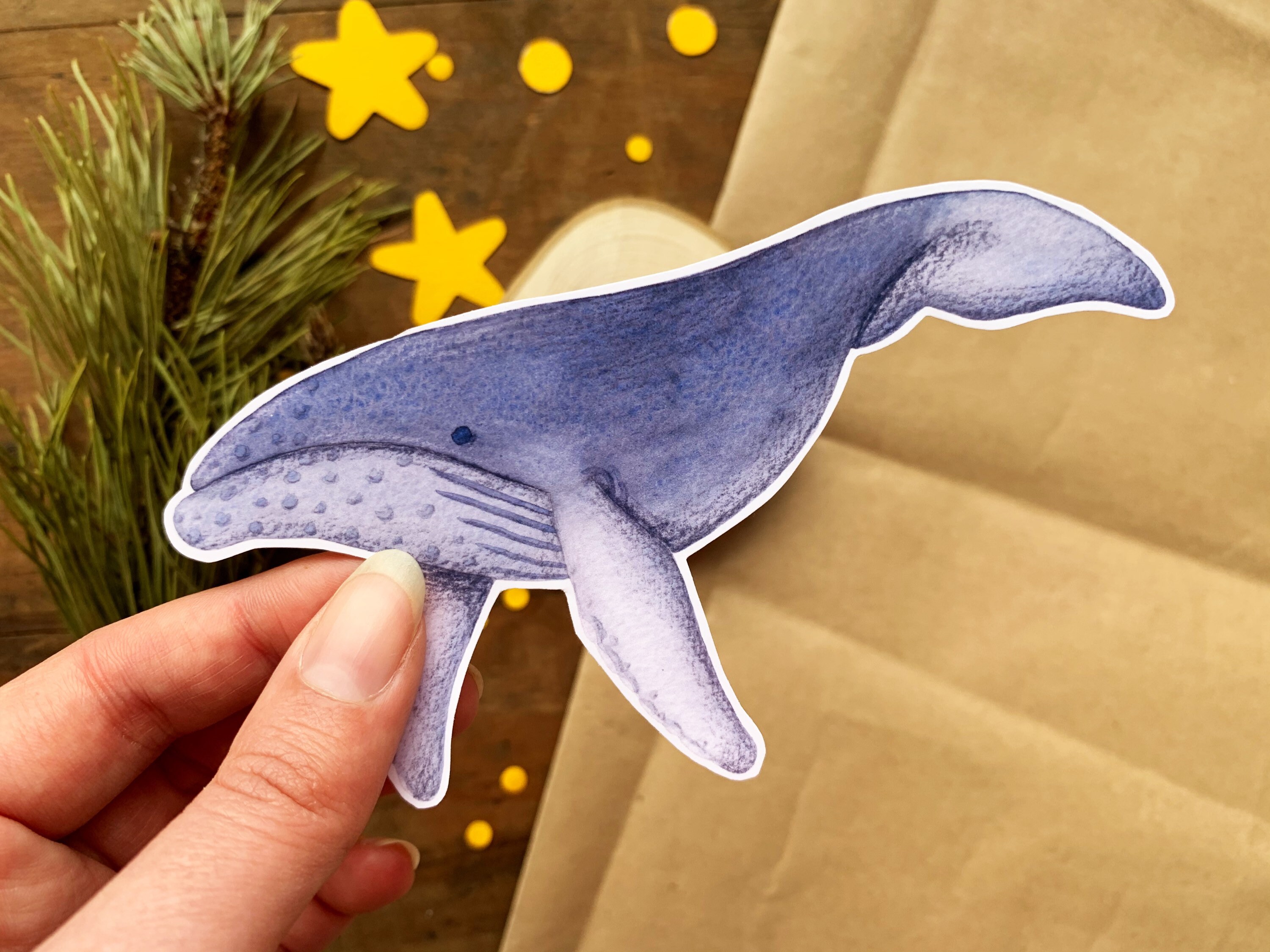 Large Blue Whale Gloss Laptop Sticker Cute Animal Planner - Etsy