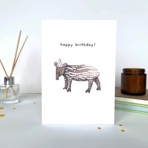 Cute Tapir Birthday Card, Custom Rare Animal Greetings Card ...