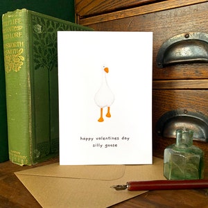 Happy Valentine's Day Silly Goose Card, Small Cute Goose Card for ...