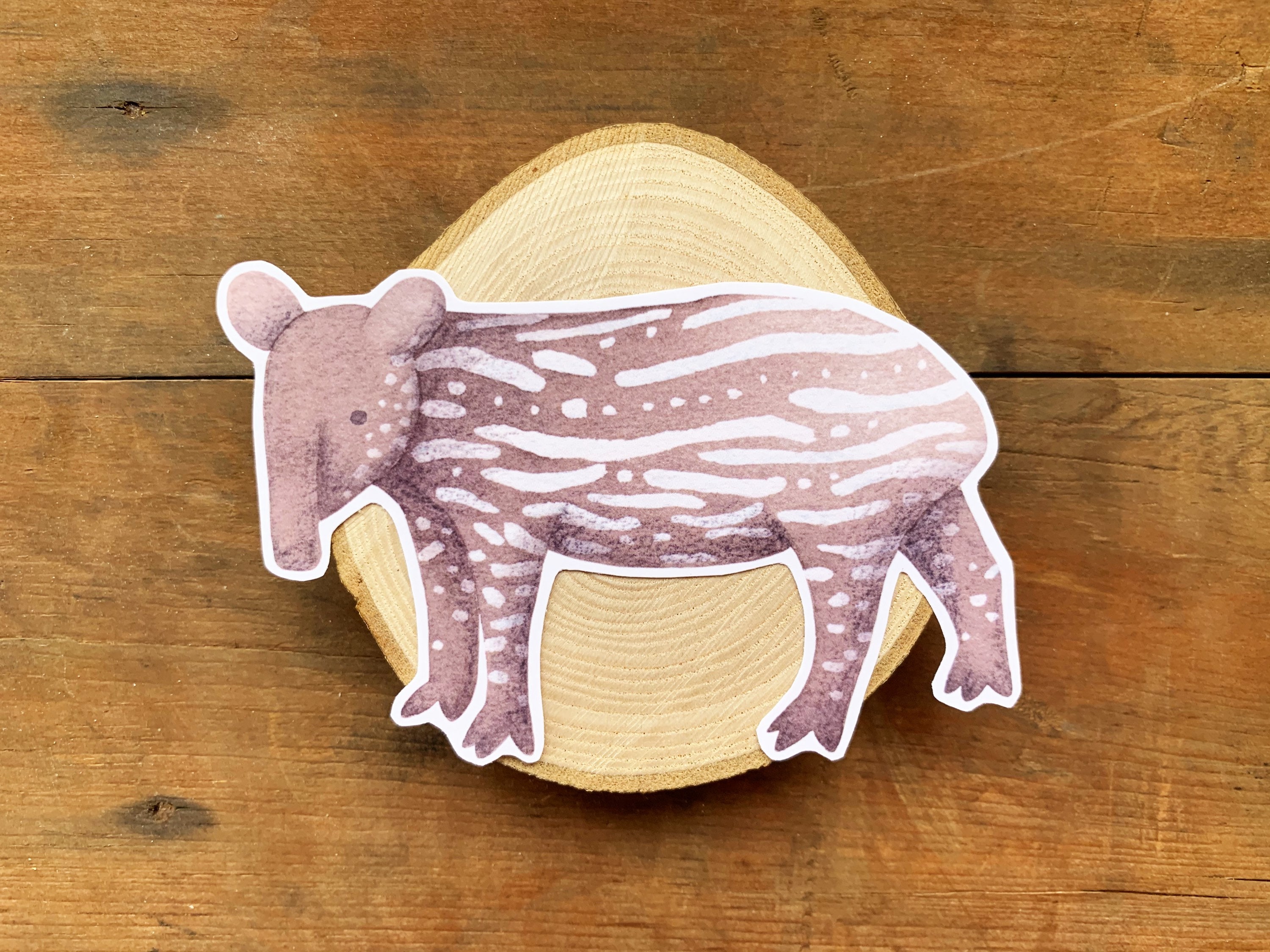 Baby Tapir Gloss Sticker, Cute Animal Stationary, Watercolour ...