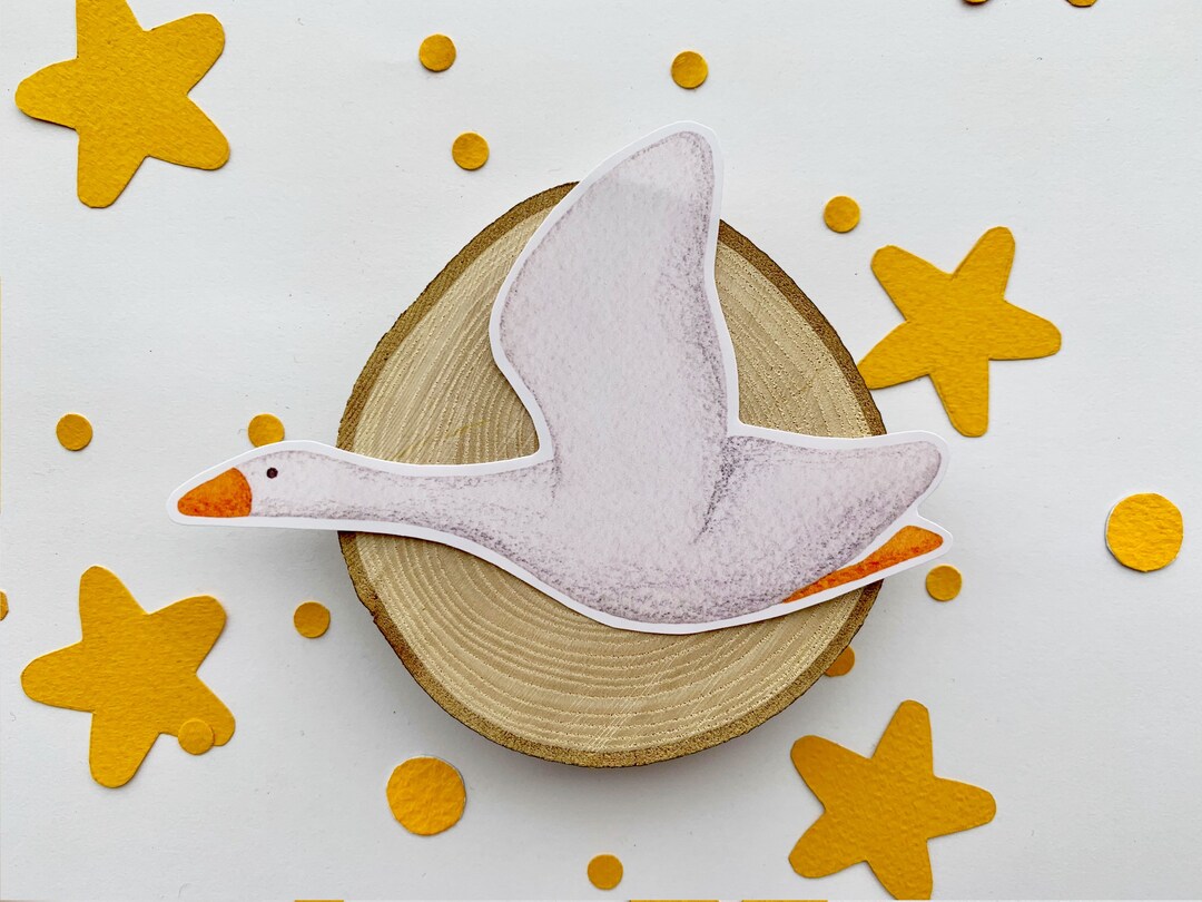 Flying Goose Vinyl Sticker, Watercolour Illustrated Bird Laptop Decal ...