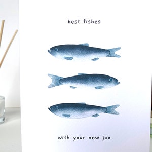 Funny Fish New Job Card: Watercolor Mackerel Greetings - Etsy