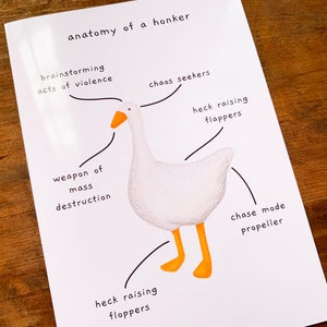 Funny Annotated Goose Greeting Card, Small Untitled Goose Game Funny ...