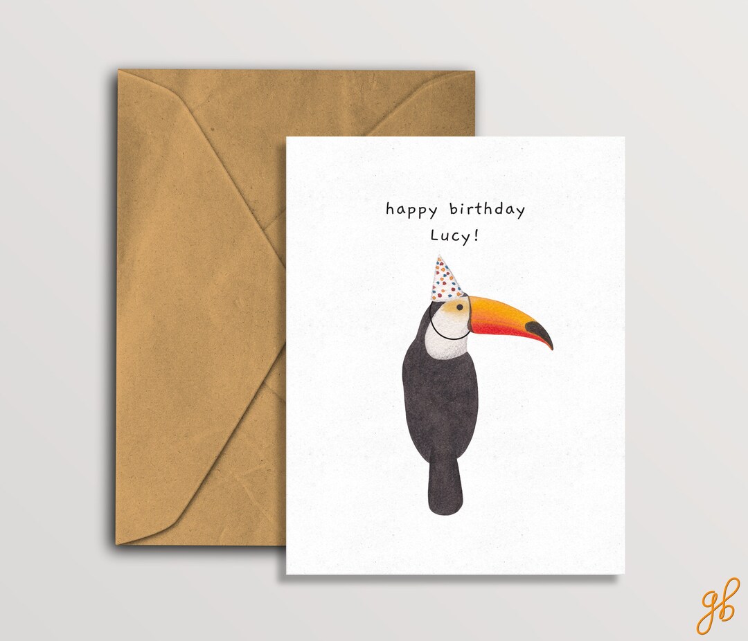 Personalized Toucan Birthday Card: Tropical Watercolor Bird - Etsy