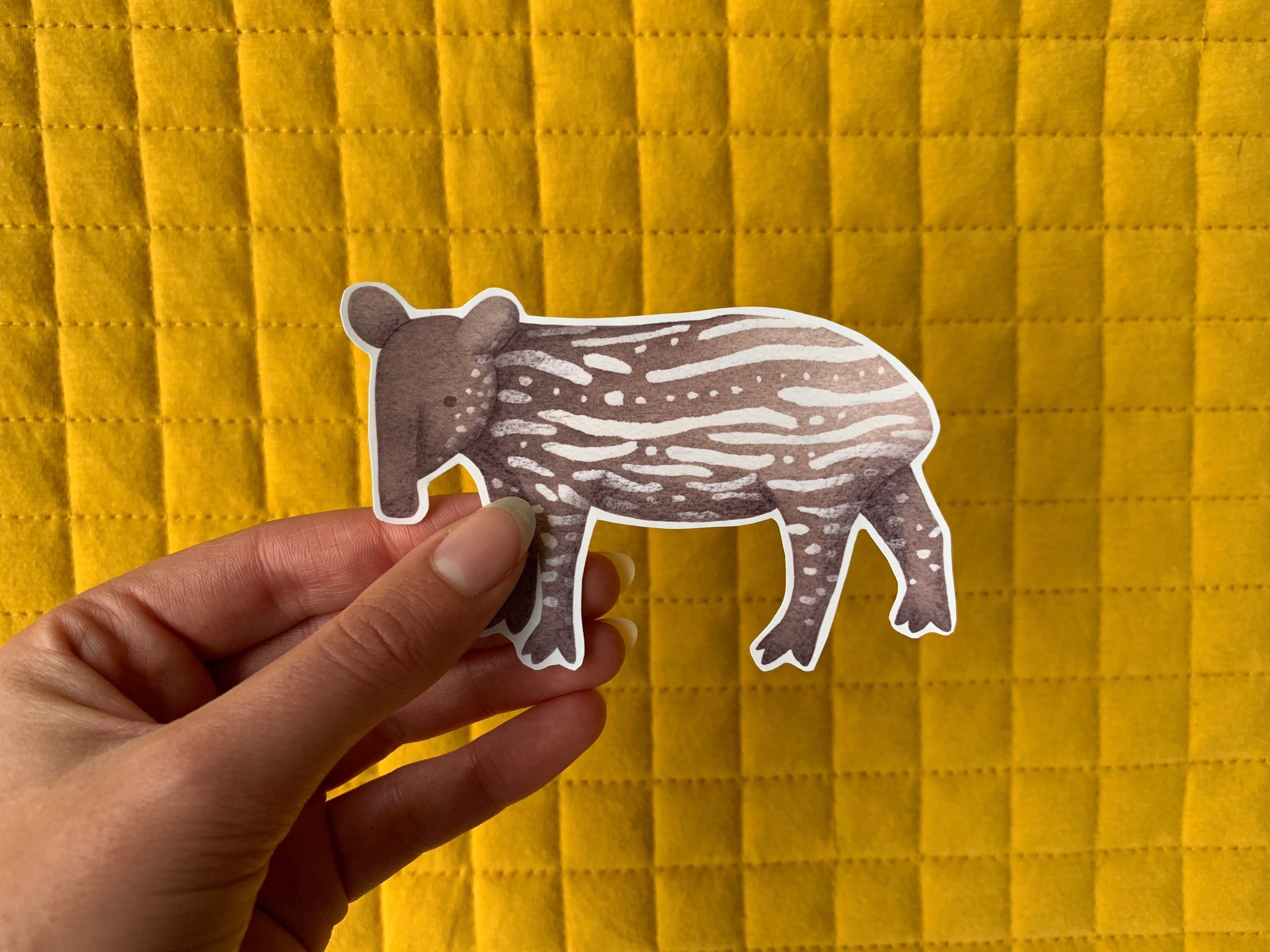 Baby Tapir Gloss Sticker Cute Animal Stationary Watercolour - Etsy