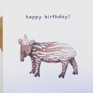 Cute Tapir Birthday Card, Custom Rare Animal Greetings Card ...