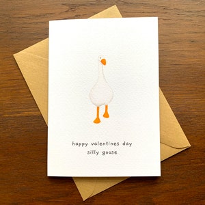 Happy Valentine's Day Silly Goose Card, Small Cute Goose Card for ...