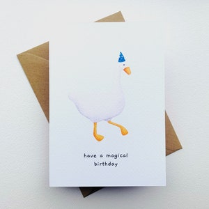 Silly Wizard Goose Happy Birthday Card, Custom Magic Goose Greetings ...