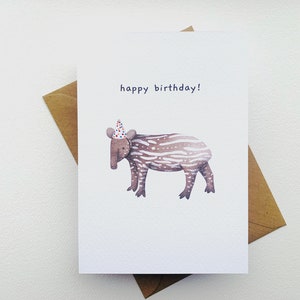 Cute Tapir Birthday Card, Custom Rare Animal Greetings Card ...