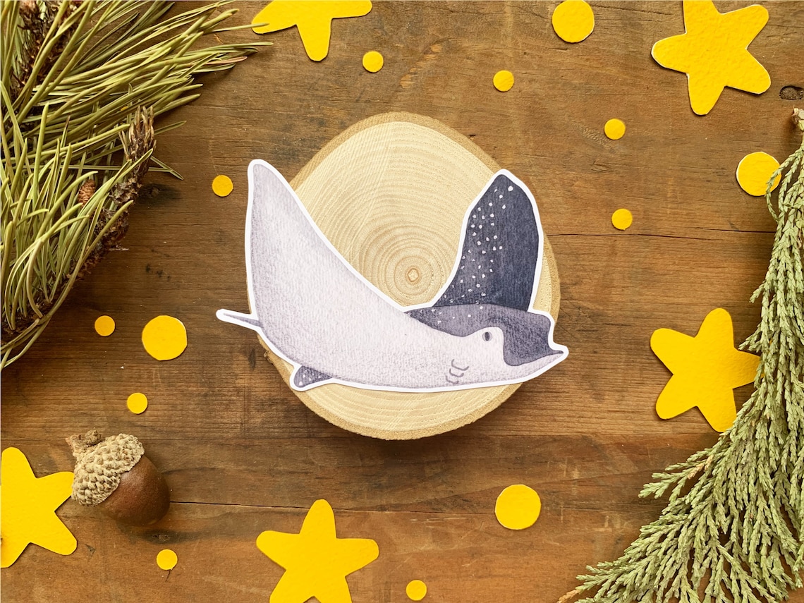 Ray Vinyl Sticker Spotted Eagle Ray Stationery Ocean | Etsy