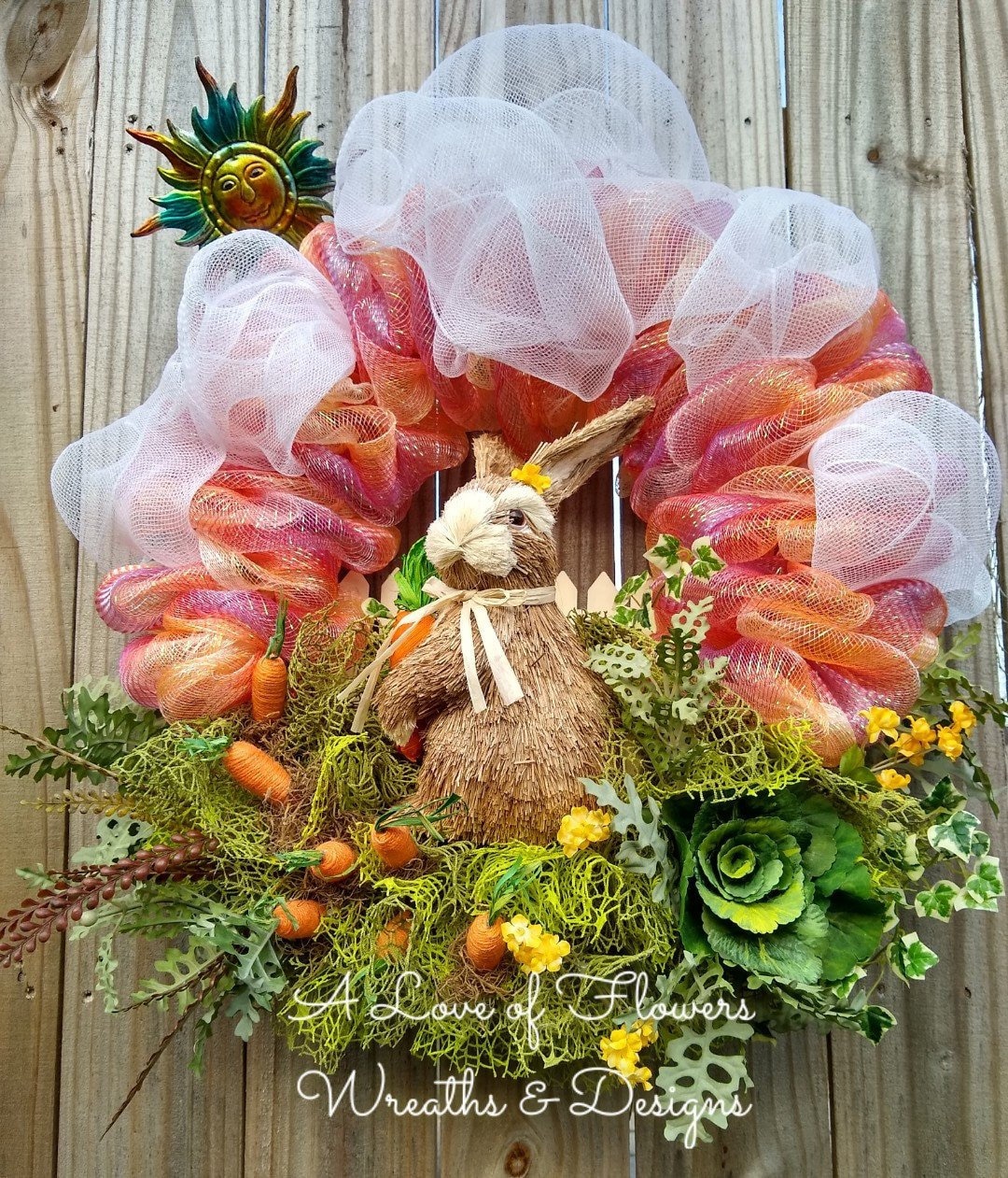 Spring Easter Bunny Carrot Wreath. Bunny Carrot Patch. Spring Garden ...