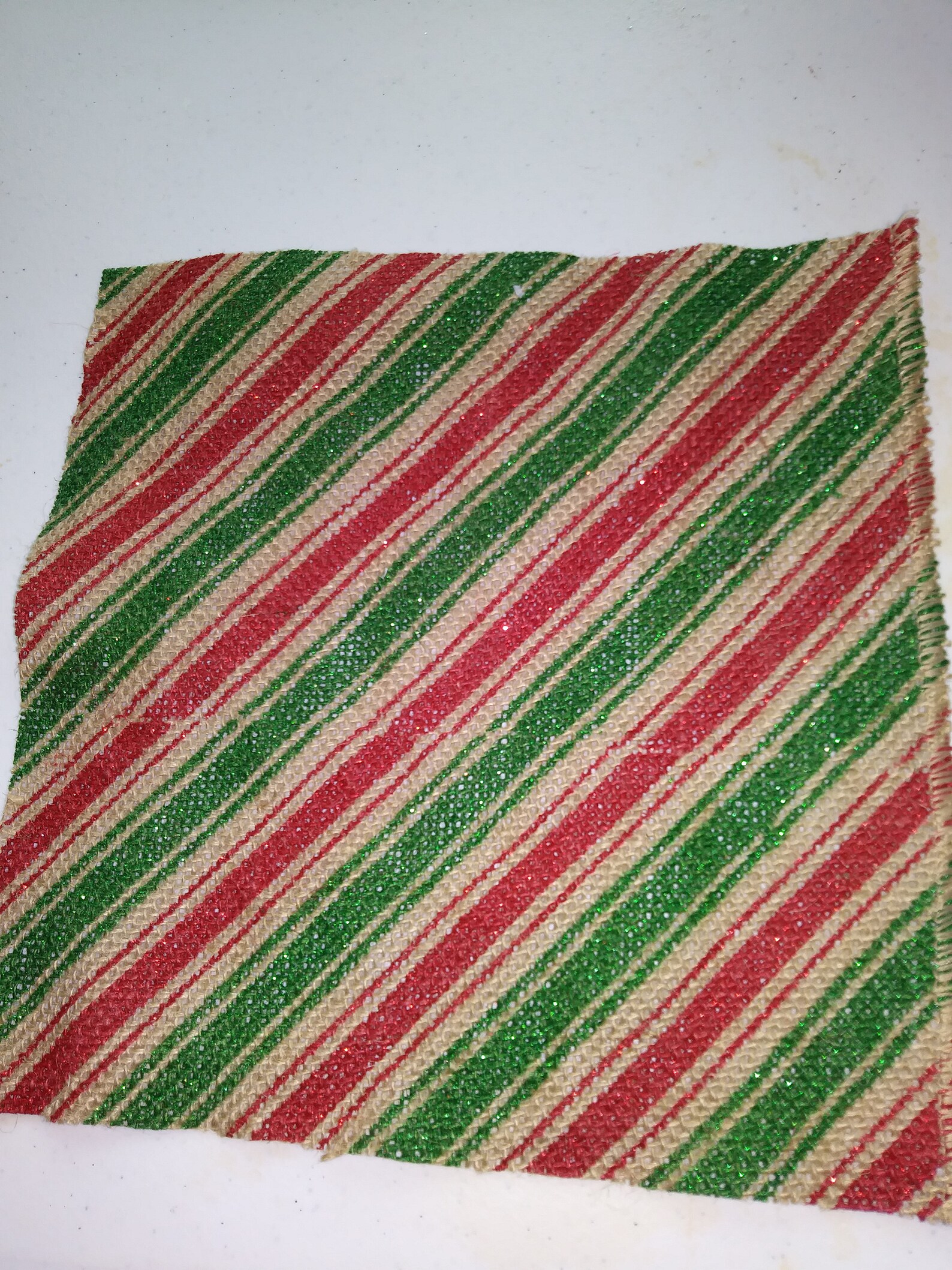 Holiday Striped Burlap on Red Wreath | Decorative Red and Green Burlap ...