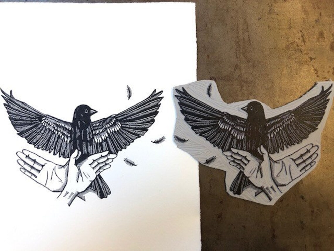 Shape of Bird Limited Linoleum Edition Linocut Block - Etsy