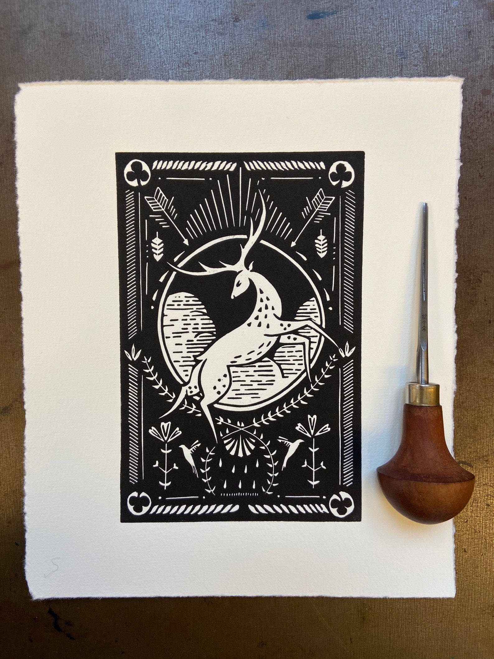 Little Deer Limited Linoleum Edition Linocut Block - Etsy
