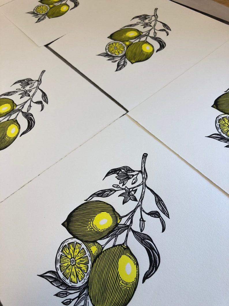 Lemons - Limited Linoleum Edition Linocut Block Handprinted on ...